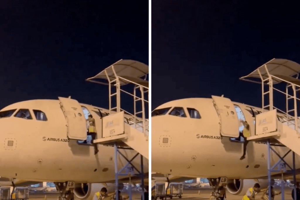 Watch: Airline Worker Miarcously Escapes Serious Injury After Falling ...
